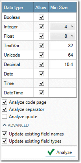 Analyze file schemas