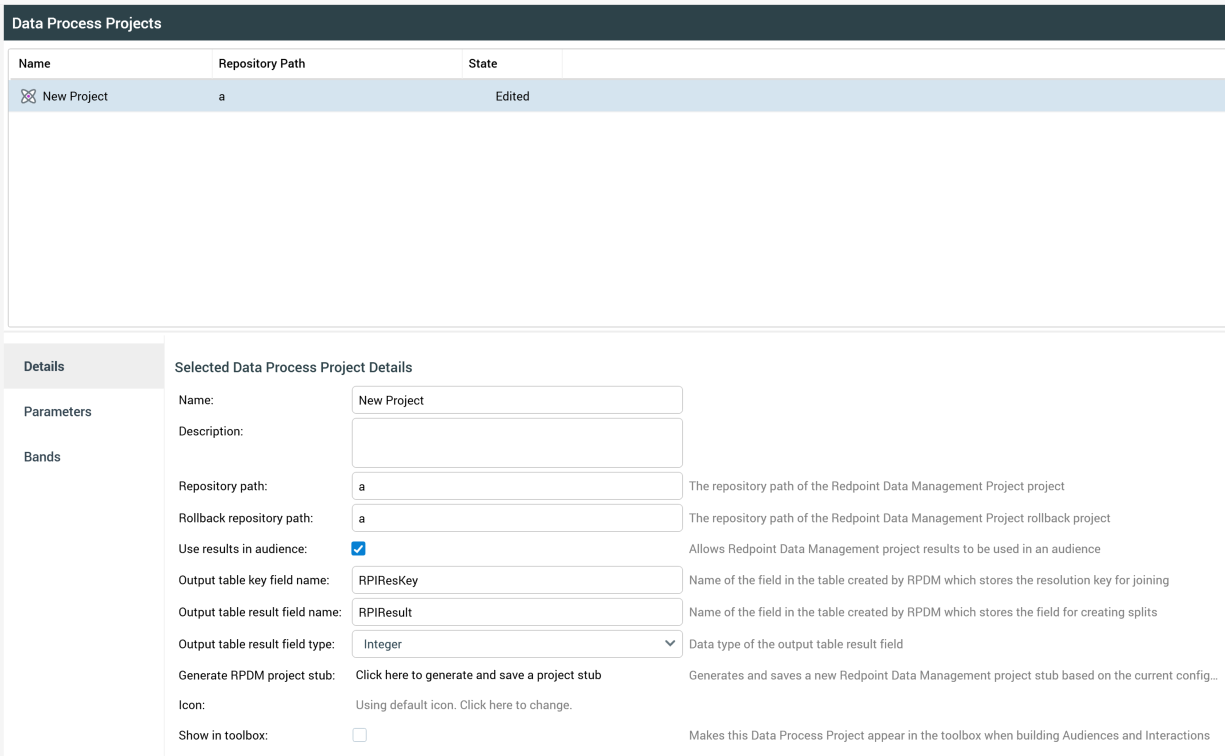 Configuring Data Process Projects