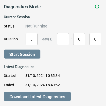 Diagnostics Mode tab